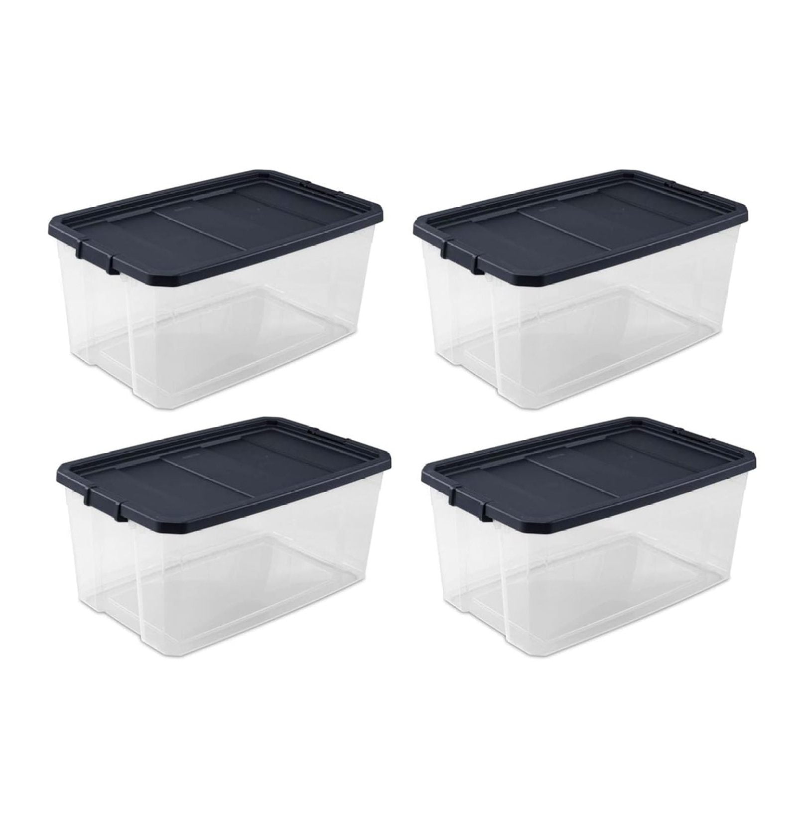 116 Quart Plastic Stacker Box, Lidded Storage Bin Container for Home ...