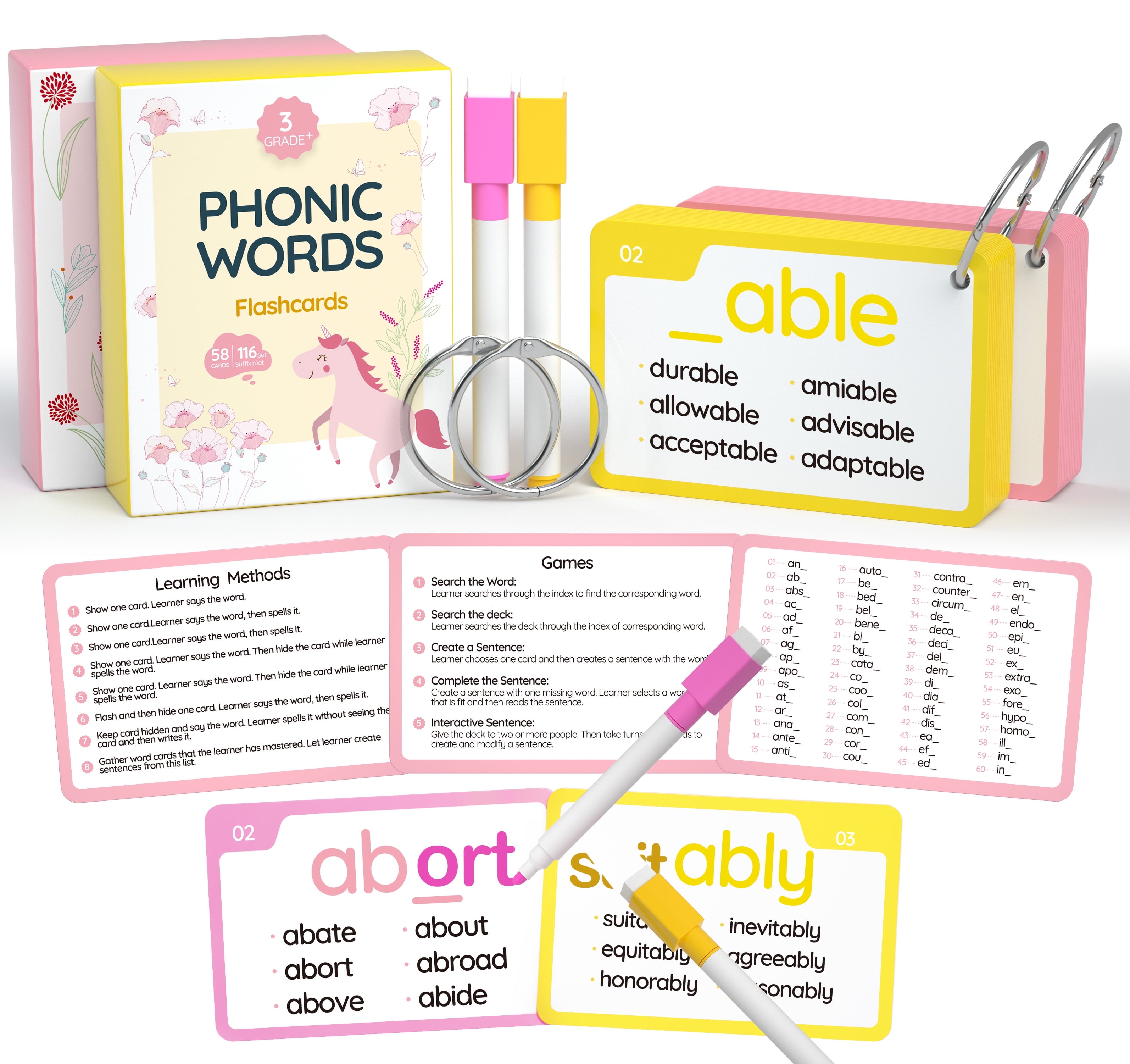 116 Set Phonics Prefix Words Flash Cards,Sigh Words Flash Cards ...