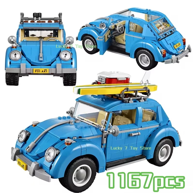 1167pcs Technical Blue Beetle Camper Car Building Blocks Model Creative ...