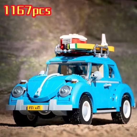 1167pcs Technical Blue Beetle Camper Car Building Blocks Model Creative ...