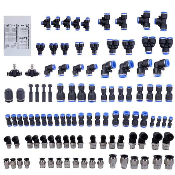 116PCS Air Line Quick Connect Fittings Kit 1/8" 1/4" 5/16" 3/8" 1/2" 4 ...