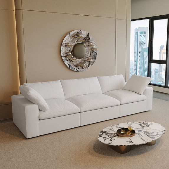 117.9" Modular 3 Seat Sofa, Deep Seating Cloud Couch with Removable ...