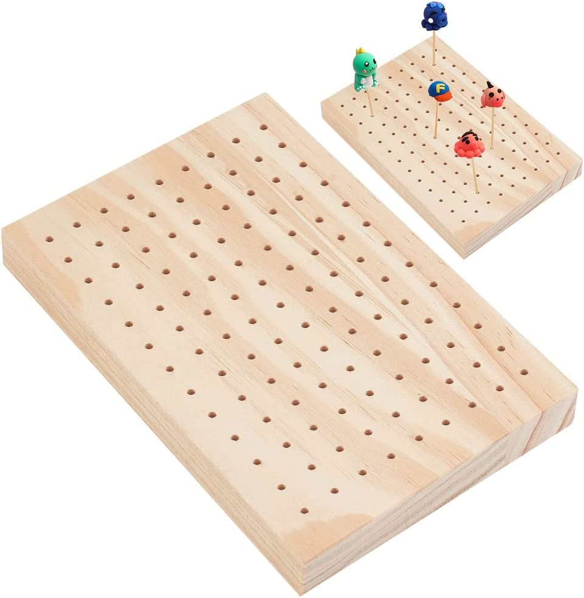 117 Holes Oak Wooden Food Skewer Holder Small Food Display Board Clay ...