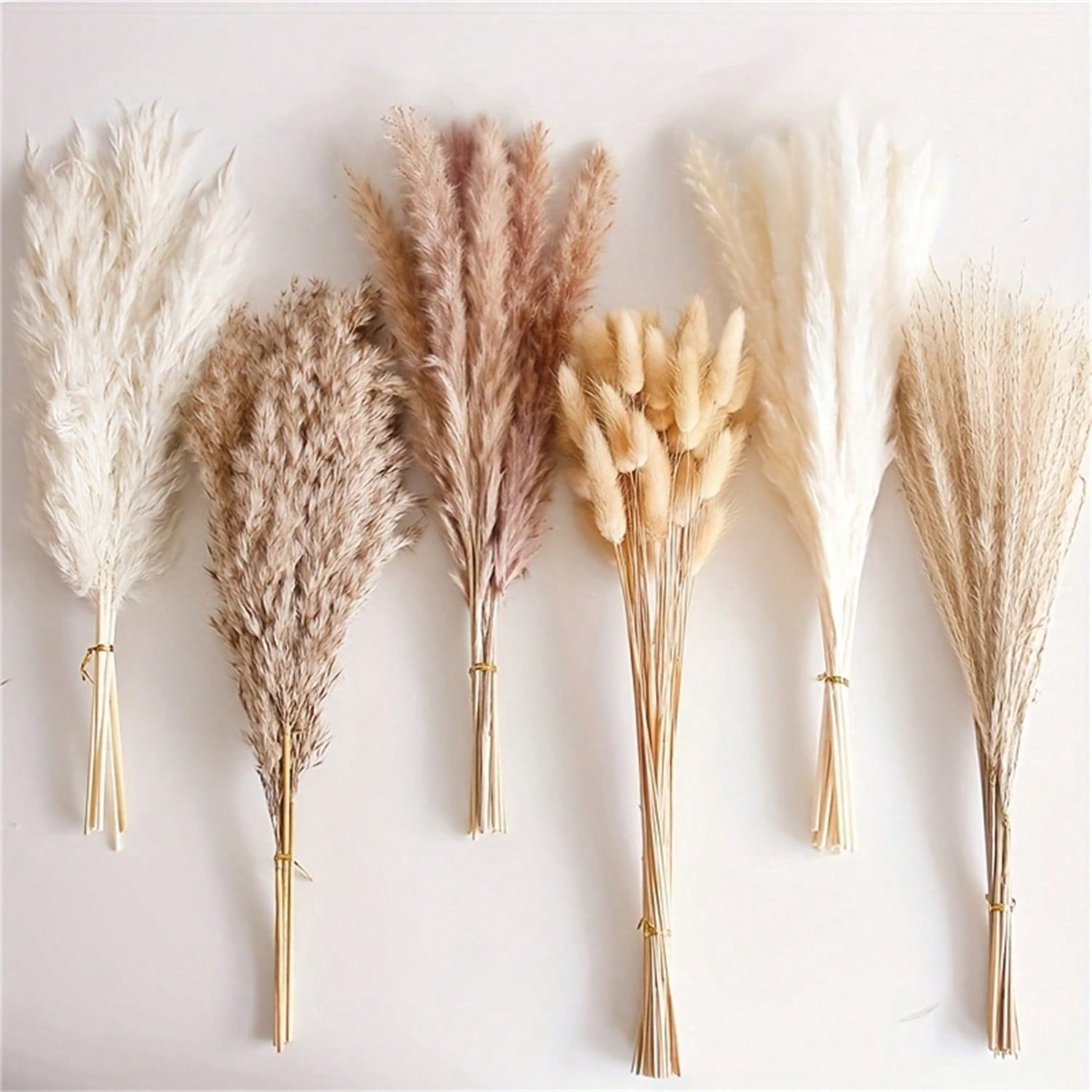 117-Piece Dried Pampas Grass Bouquet – Boho Rustic Bunny Tails & White ...