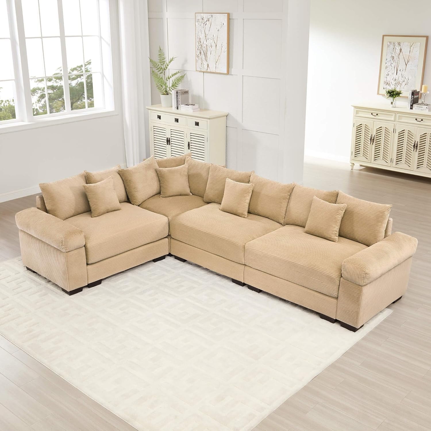 117''x79'' Oversized Cloud Modular Sectional Sofa|Convertible Corduroy ...