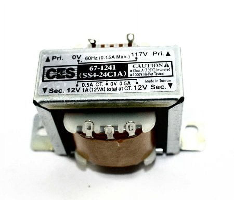 117VAC -> 24VAC, 1A, CT Transformer, Solder Lug/Push-on Terminals,Rated ...