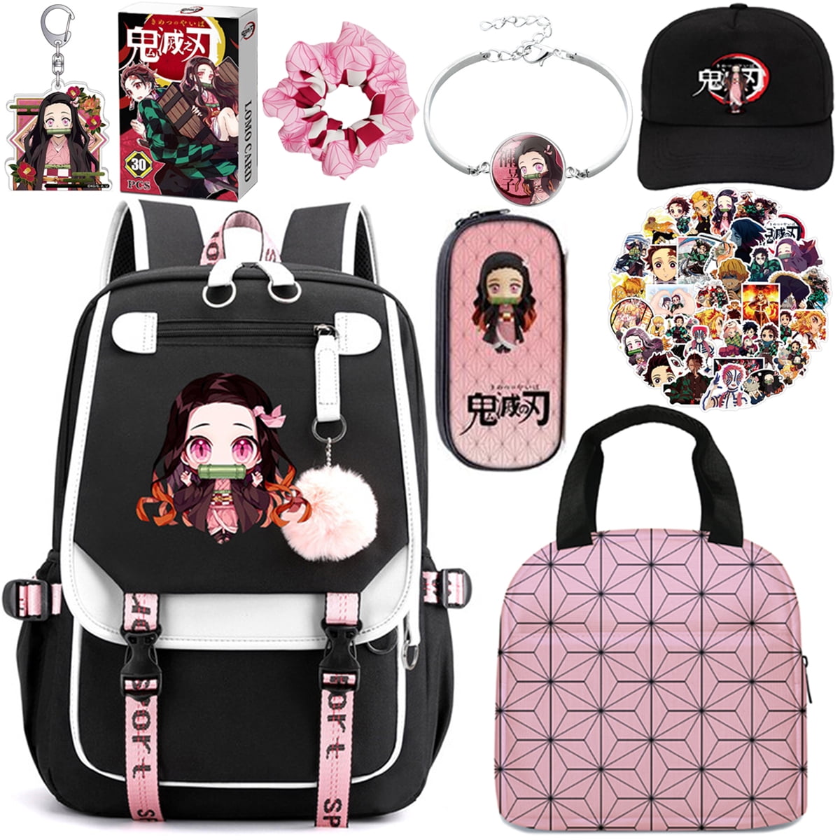117pcs/kit Nezuko Backpack with USB Charging Port, Bookbag - Walmart.com