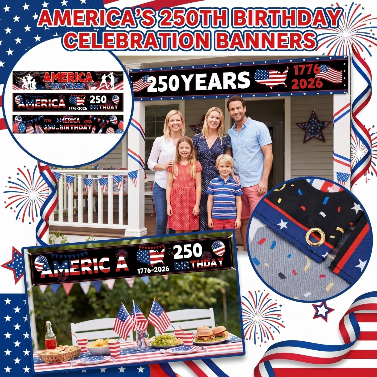 118.1*19.7 Inch 4th of July Patriotic Banner, American Flag Wall ...