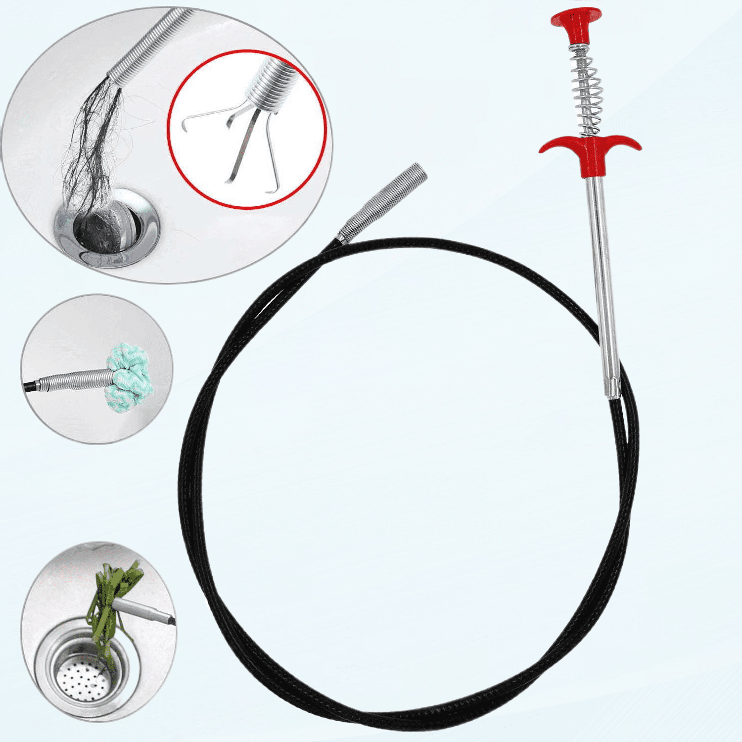 118.1 Inch Grabberable Pick Up Tool 4 Claws- Sink Drain Clog Remover ...