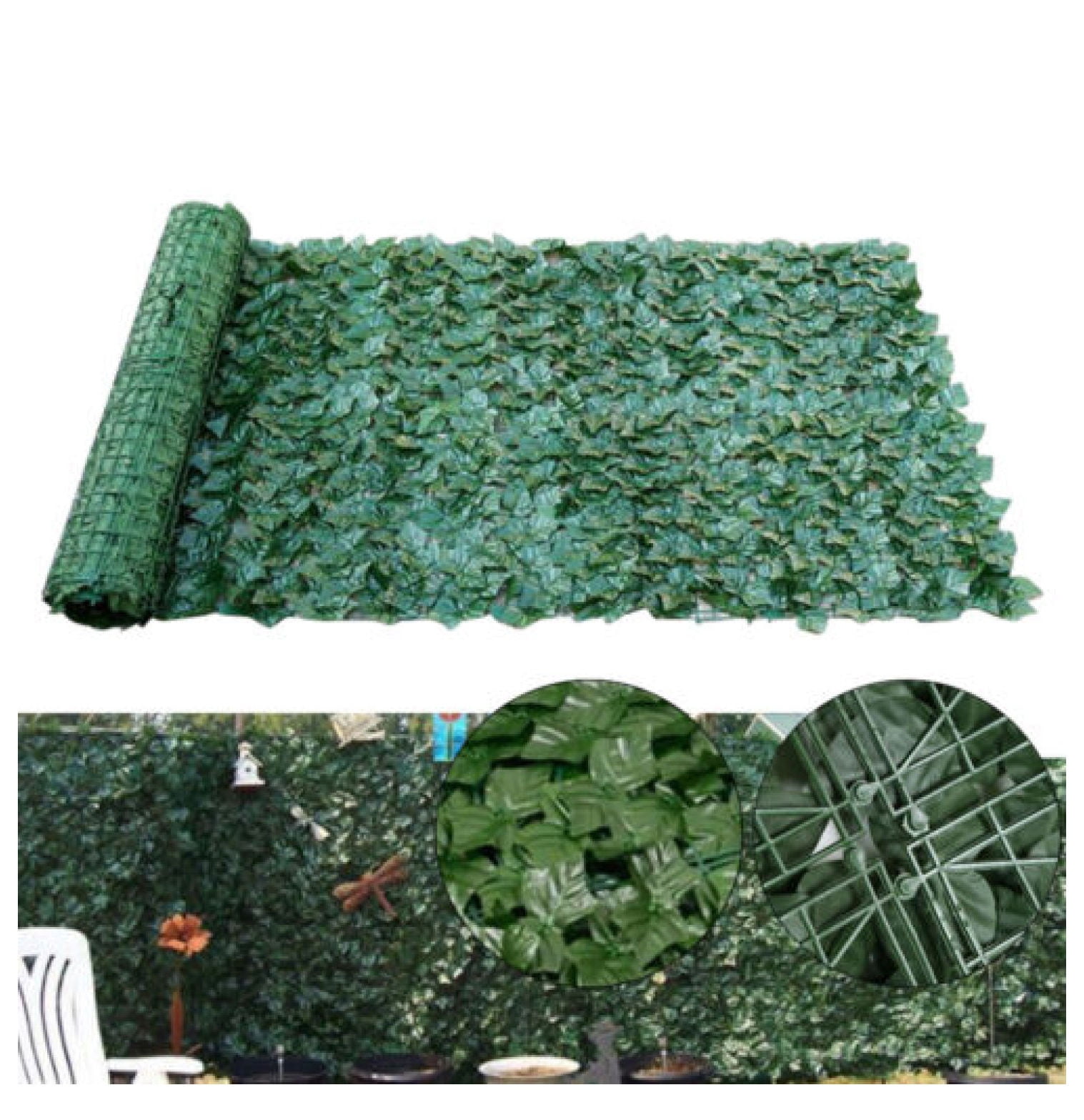 118"Artificial Faux Privacy Fence Leaf Plants Long Screen Expandable ...