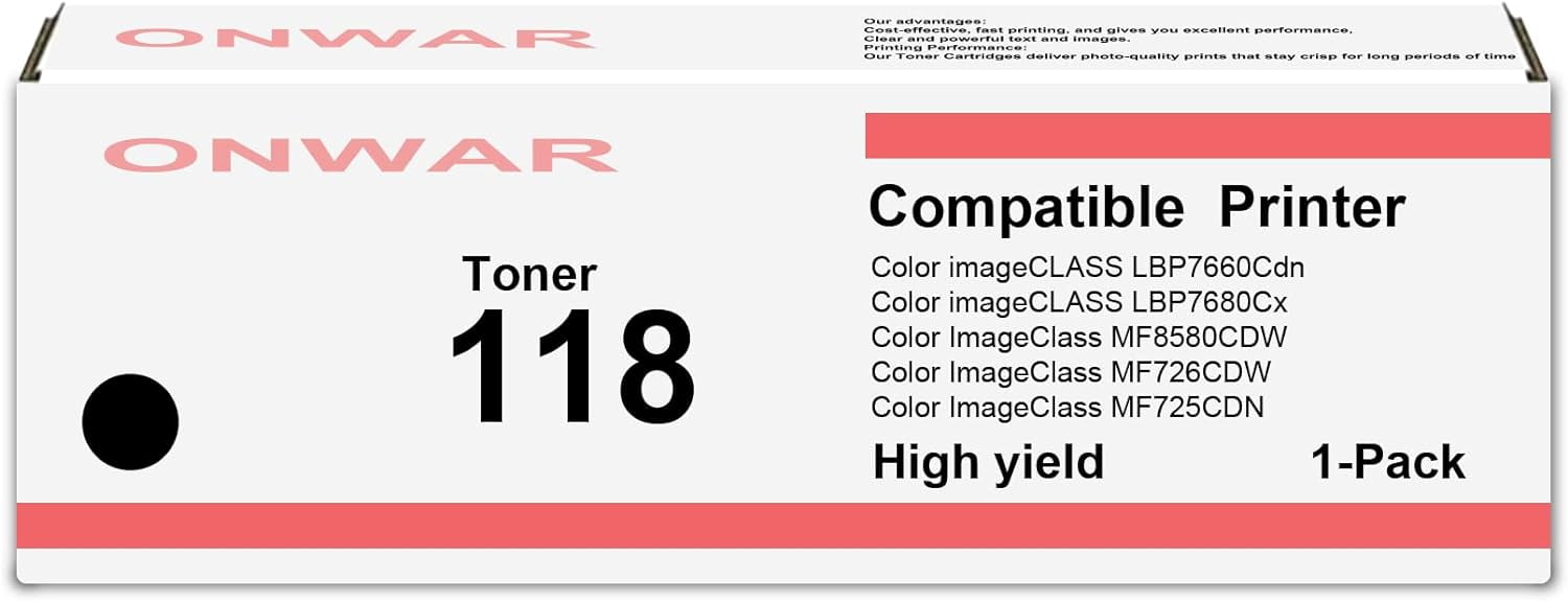 118 Black Toner Cartridge - 1-Pack 118BK Toner Replacement for Canon ...