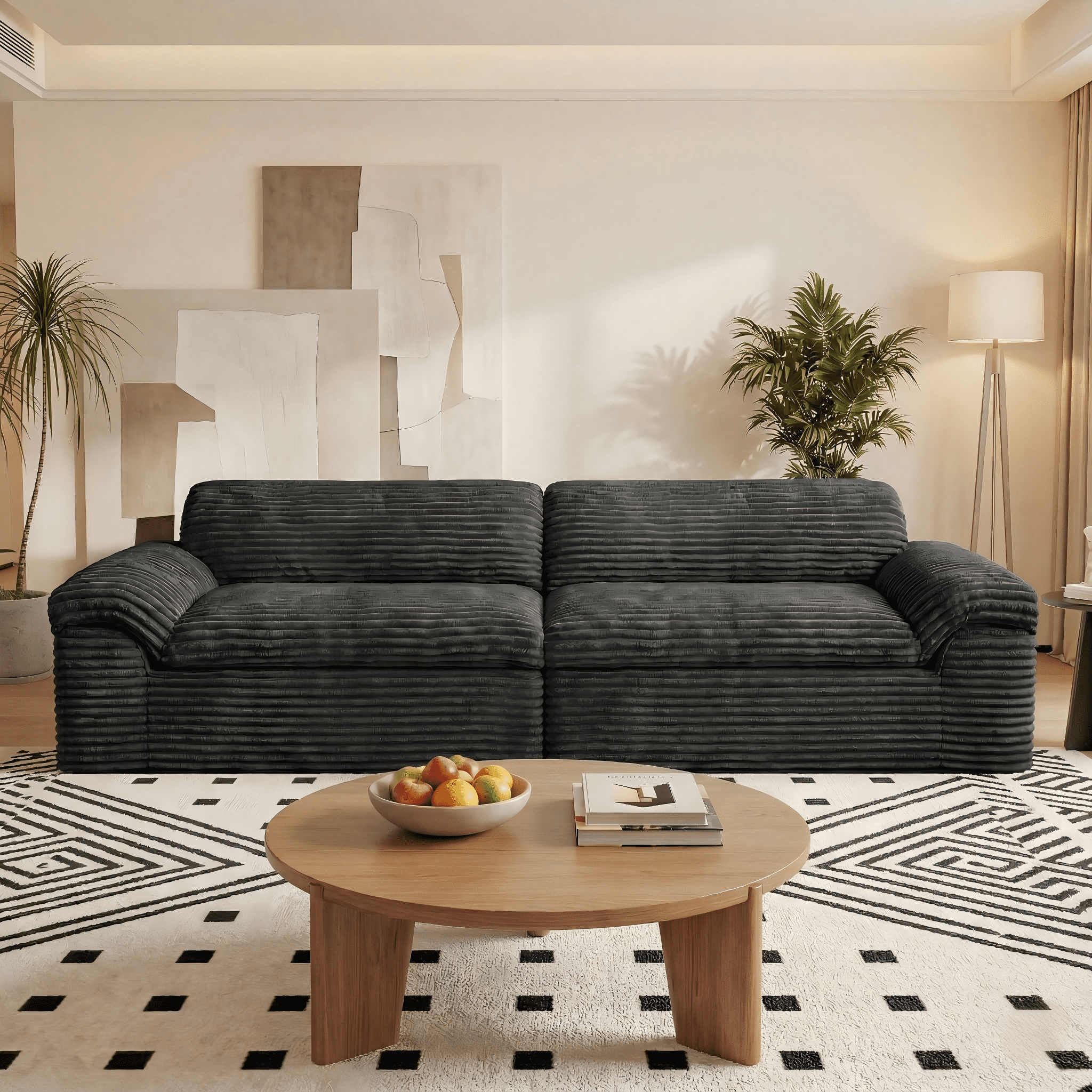 Neche 114" Boneless Sofa Couch for Living Room, Deep Seat, Soft ...