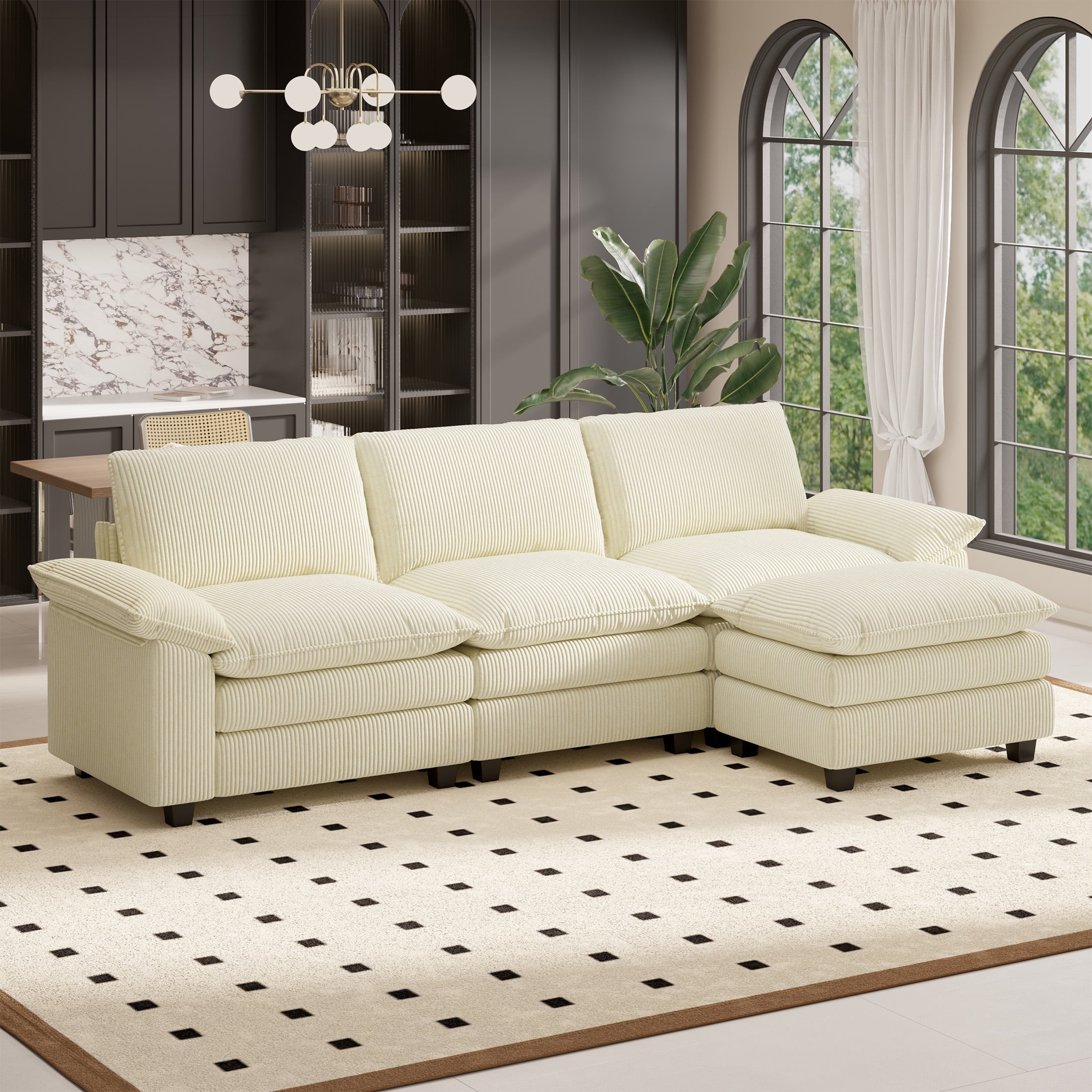 118" Cloud Modular Sectional Sofa for Living Room, 3 Seat Oversized ...