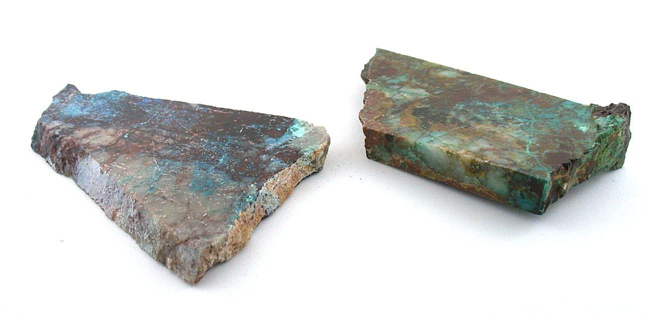 118 Gram Two Chrysocolla Dewey Arizona Slice Slab Cabochon Rough Stone ...