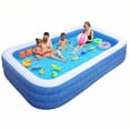 118" Large Inflatable Family Pool for Kids & Adults, Blow Up Backyard ...
