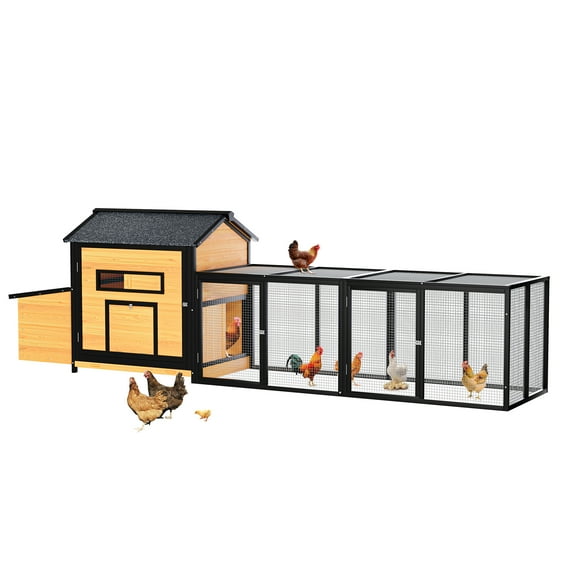 118" Large Wooden Chicken Coop Outdoor Hen House with Nesting Box, Leak ...