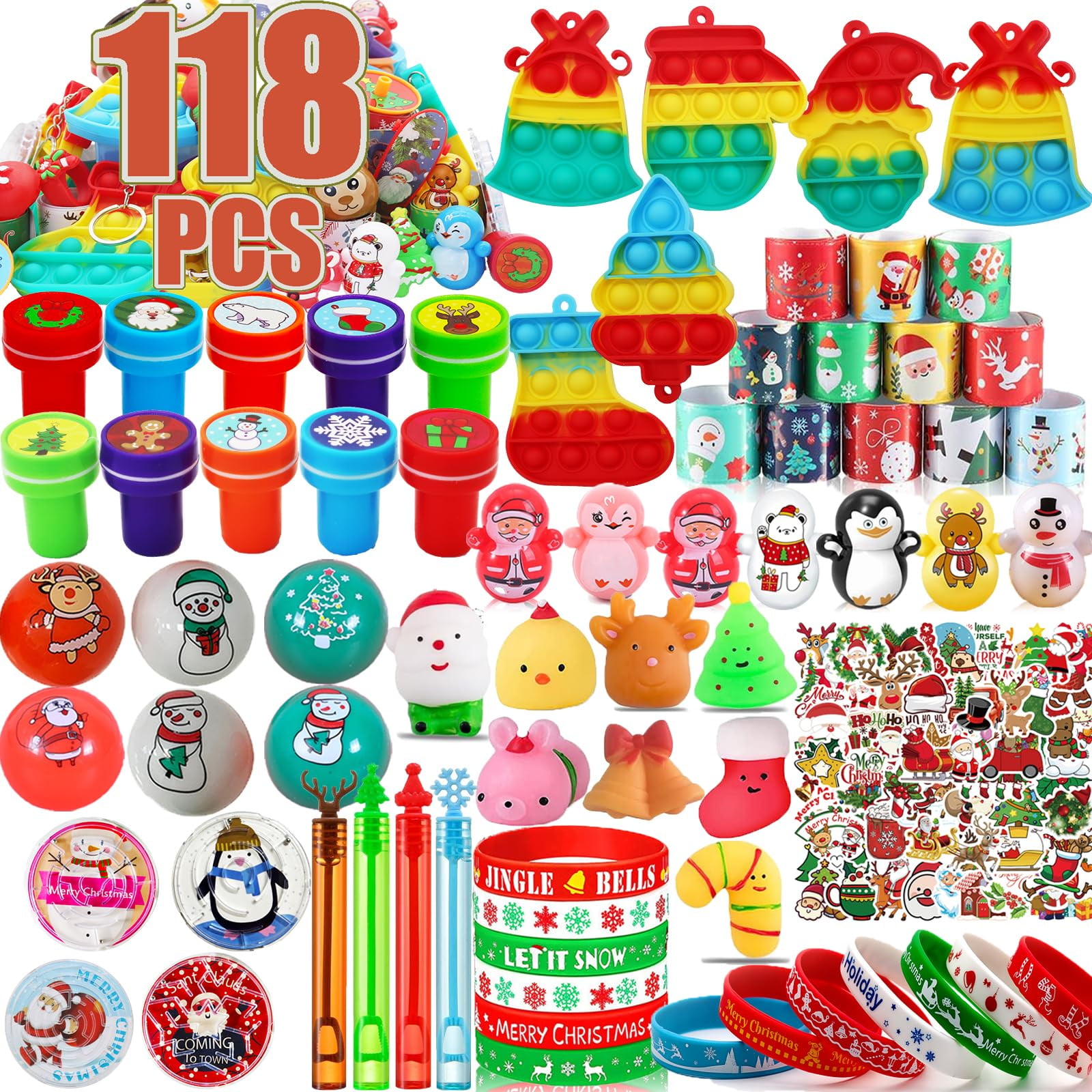 118 Pcs Christmas Party Favors for Kids,Fidget Treasure Box Toys for Classroom Prizes,Pinata ...