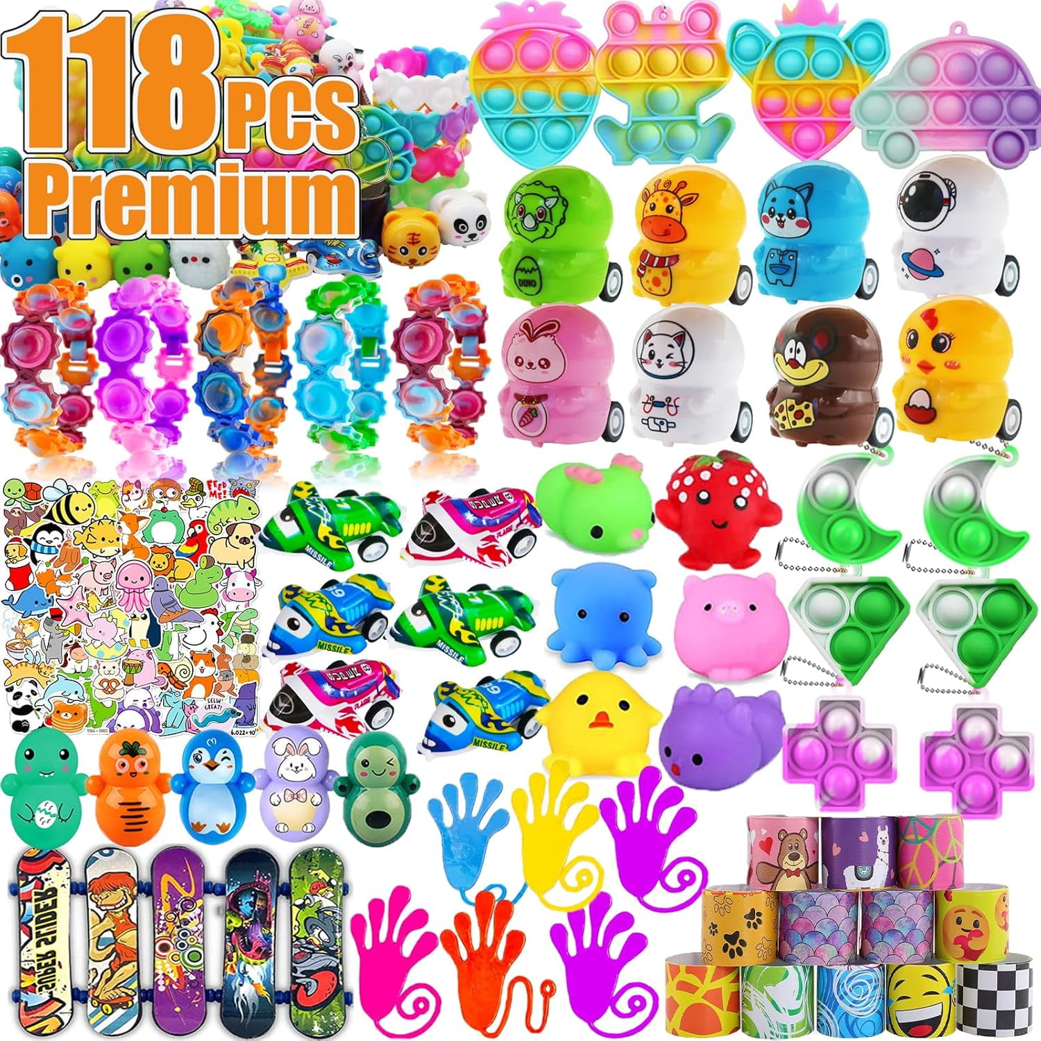 118 Pcs Party Favors for Kids, Pop Fidget Treasure Box Toys, Classroom Prizes, Pinata Filler ...