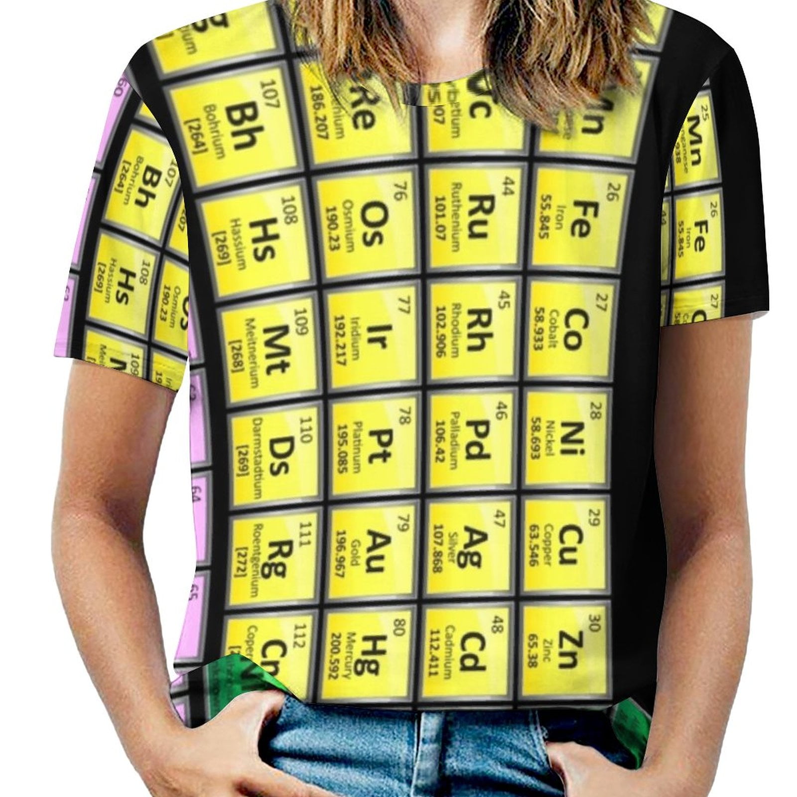 118 Periodic Table Lotus Leaf Neck T-Shirt Long Sleeve T-Shirts For ...