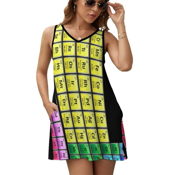 118 Periodic Table Square Neck Dress Sweet Summer Dress Women Elegant ...