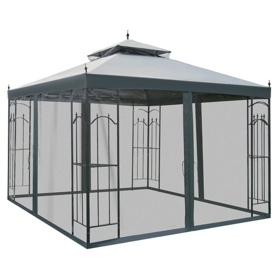 118" x 118" Steel Outdoor Patio Gazebo Canopy with Removable Mesh ...