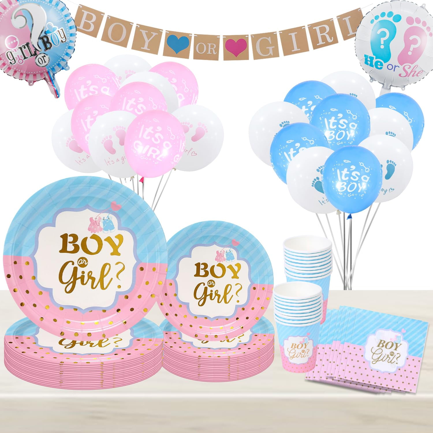 118Pcs Gender Reveal Party MMF7 Decorations, Blue Pink Gender Reveal ...