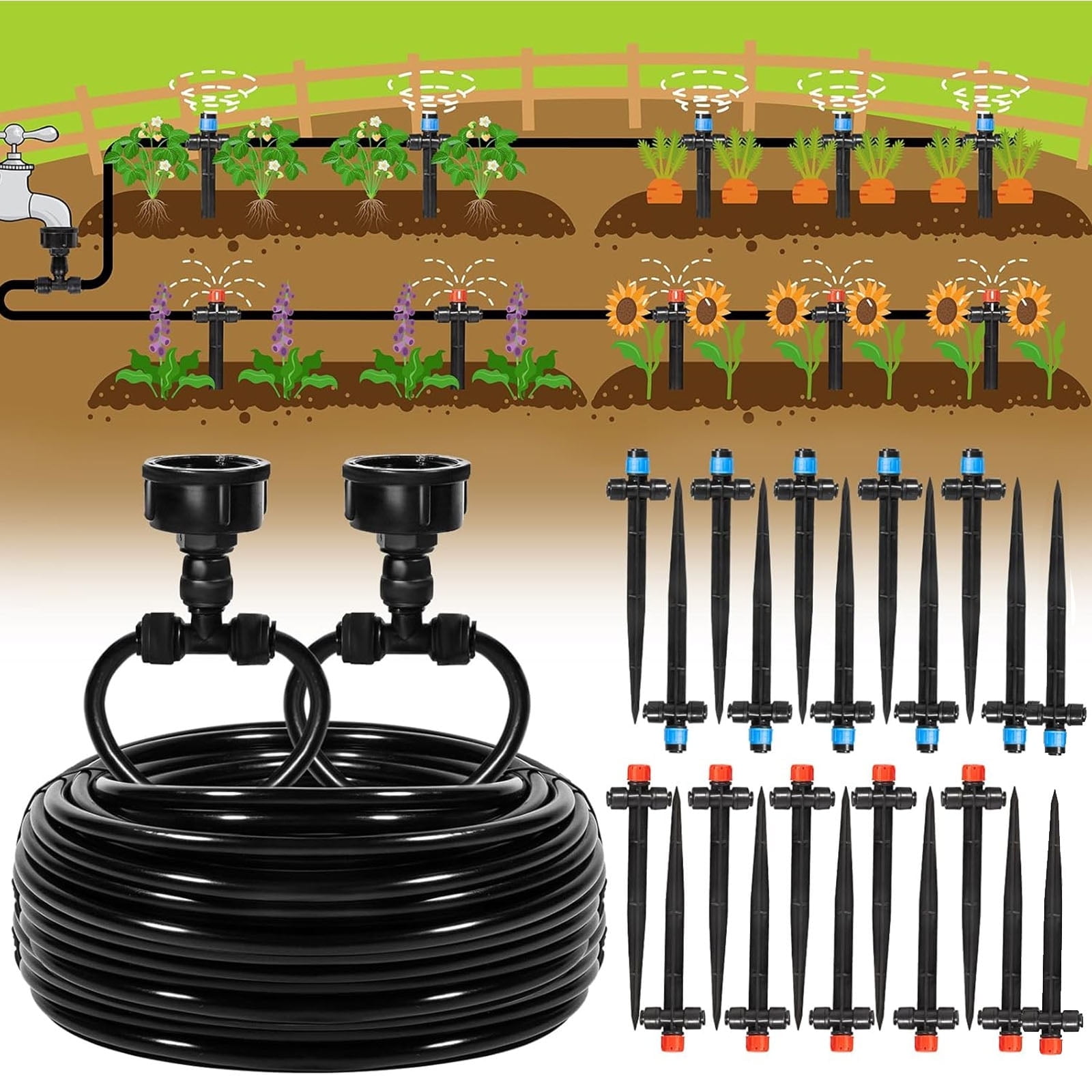 Drip Irrigation Kit Plant Watering System, DIY Automatic Irrigation ...