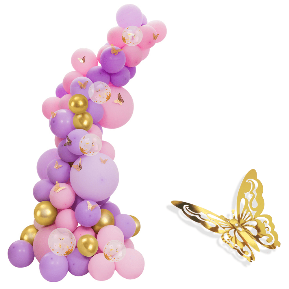 118pcs Pastel Pink and Purple Balloons Garland Arch Kit, with gold ...
