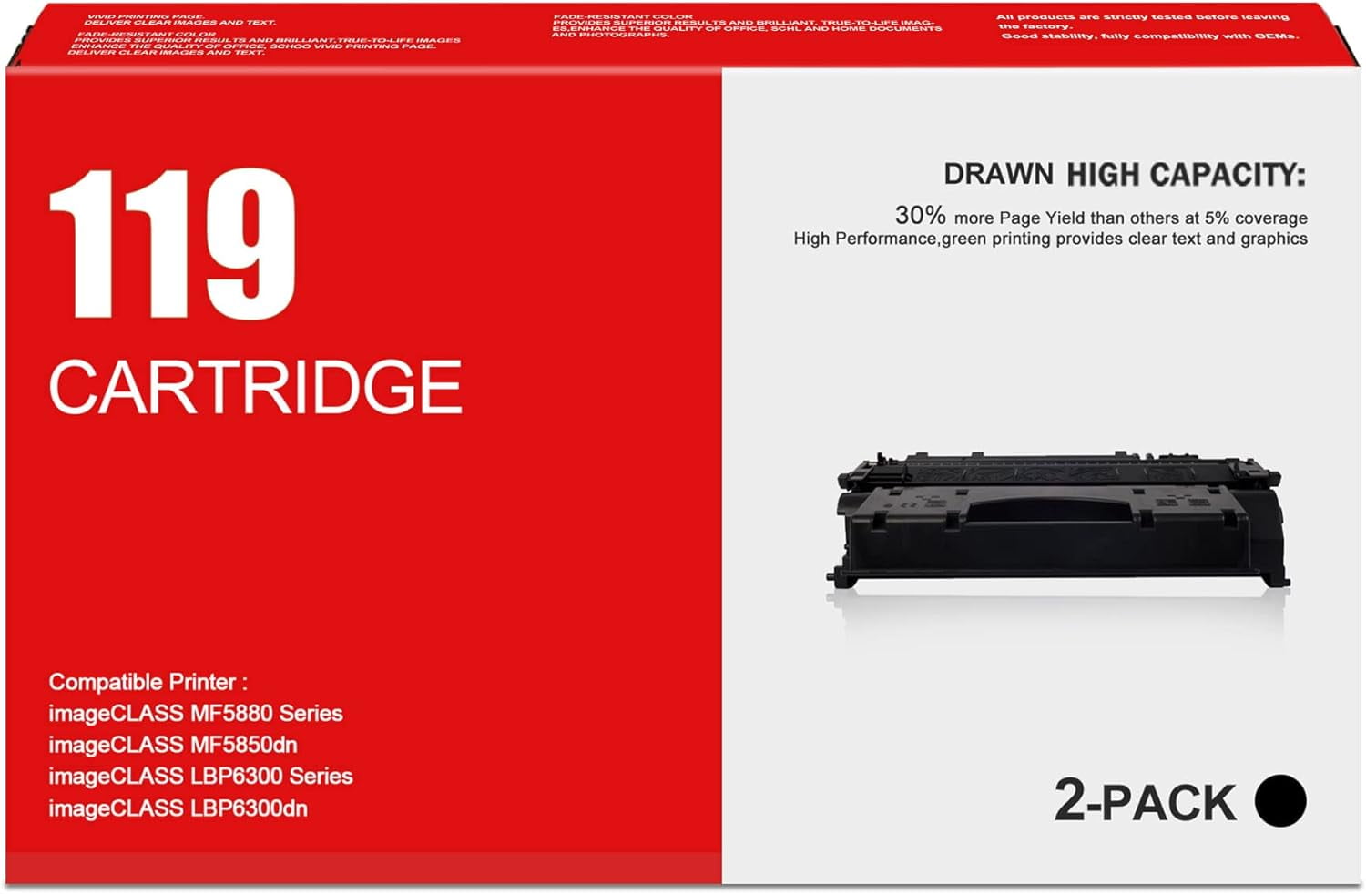 119 Black Toner Cartridge 2 Pack Toner Cartridge Replacement for Canon ...