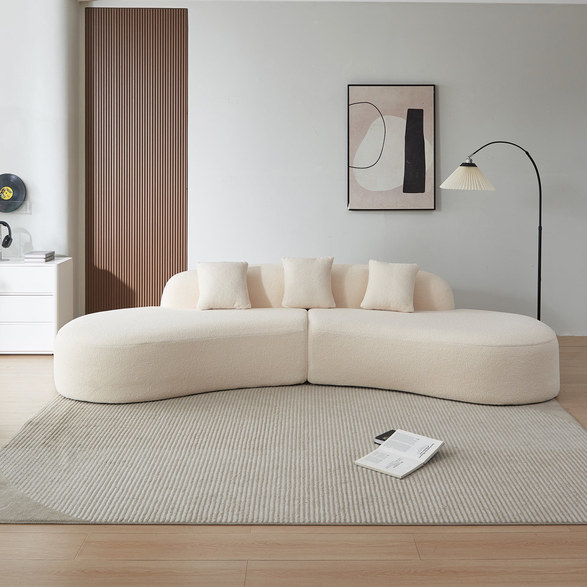 119'' Curved Sofa Couch, Modern Half Moon Living Room Sofa, Luxury Sectional Sofa Couch with ...