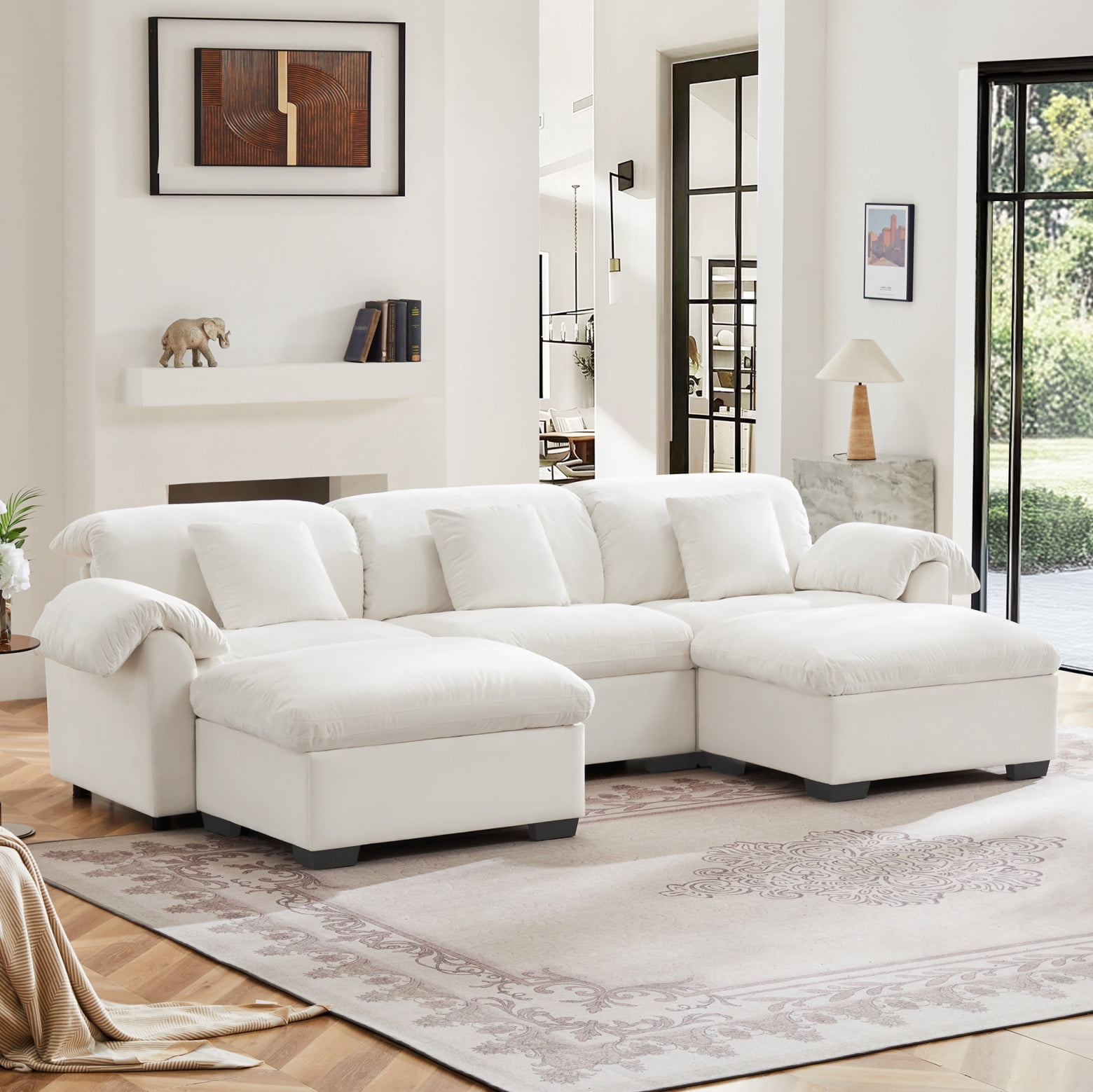 119'' Extra Large 3 Seat U Shaped Sectional Sofa, Deep Seat Couch With ...