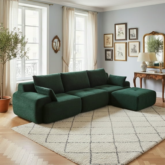 119" Modular Sectional Sofa, Memory Foam Boneless Couch, Large ...