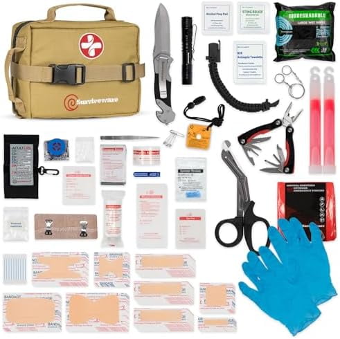119 Pcs Comprehensive Premium Survival First Aid Kit - Medical Emergency Kit for Travel Camping ...
