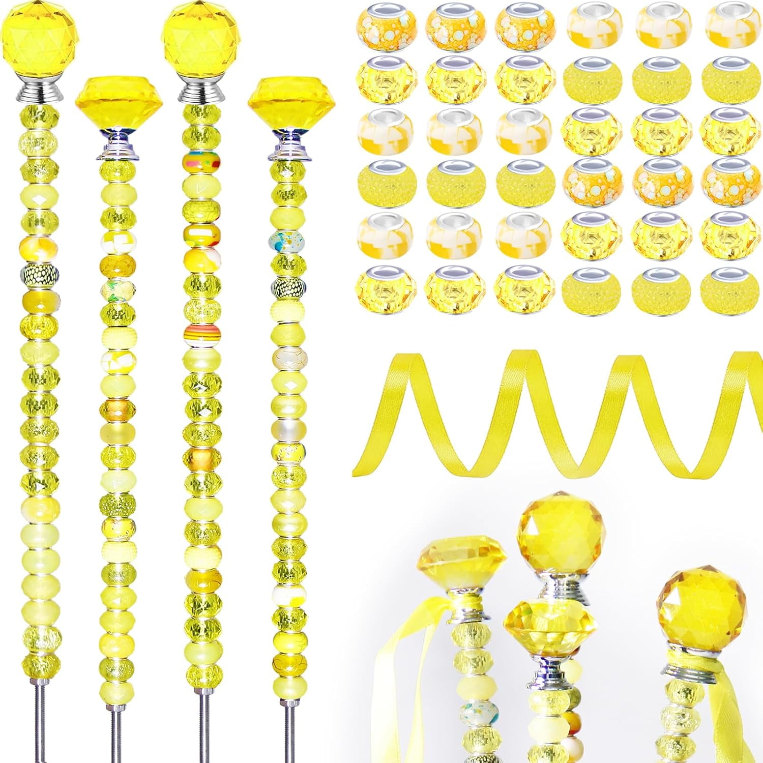 119 Pcs Garden Stake DIY Fairy Wand Plant Stake with Yellow Large Hole ...