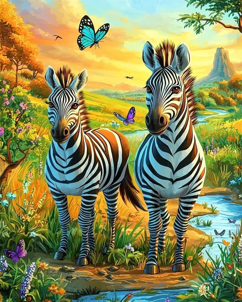 11Ct Diy Stamped Cross Stitch Kits For Adults Zebra and Butterfly Cross ...