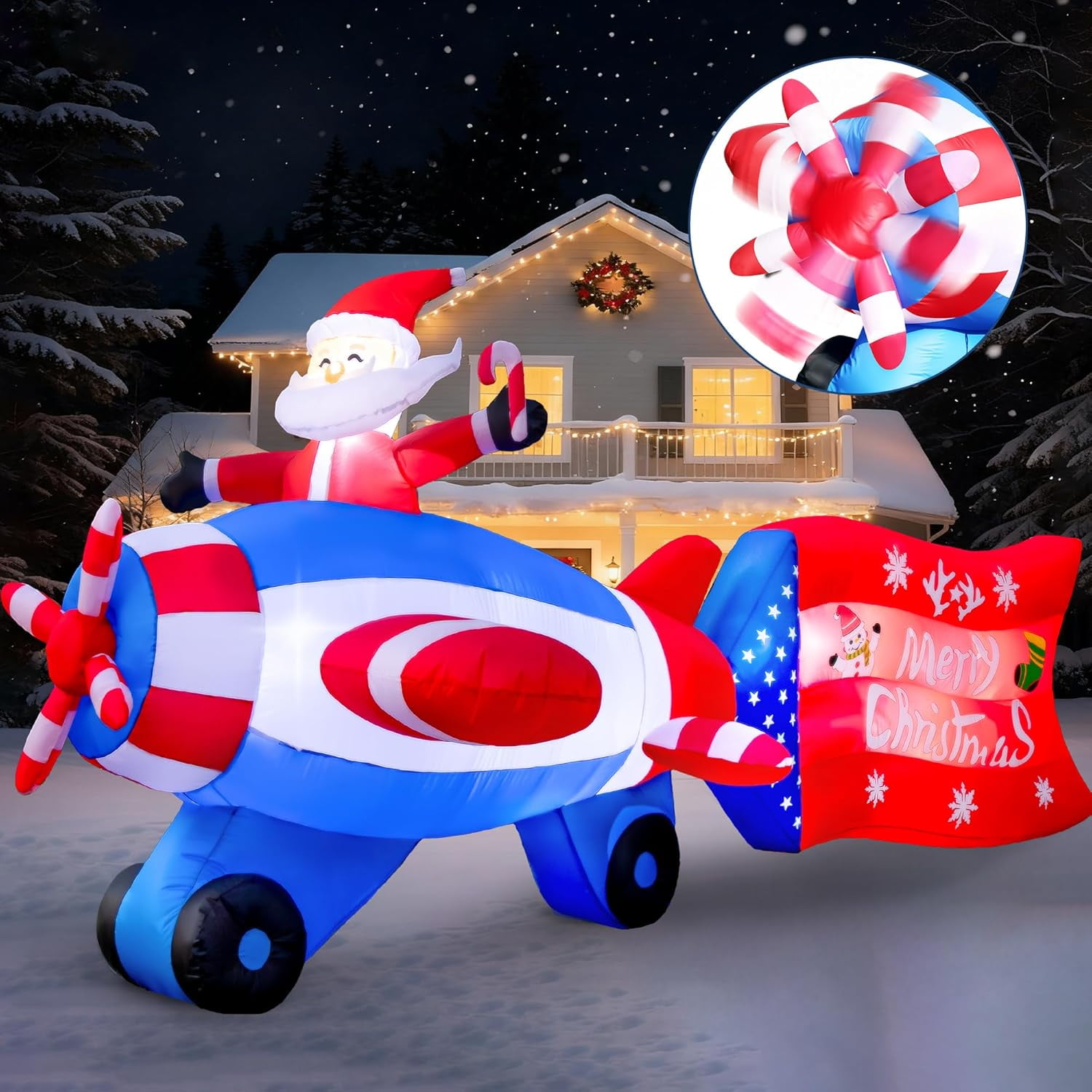11FT Christmas Inflatables Outdoor Decorations, Santa Claus on Animated ...
