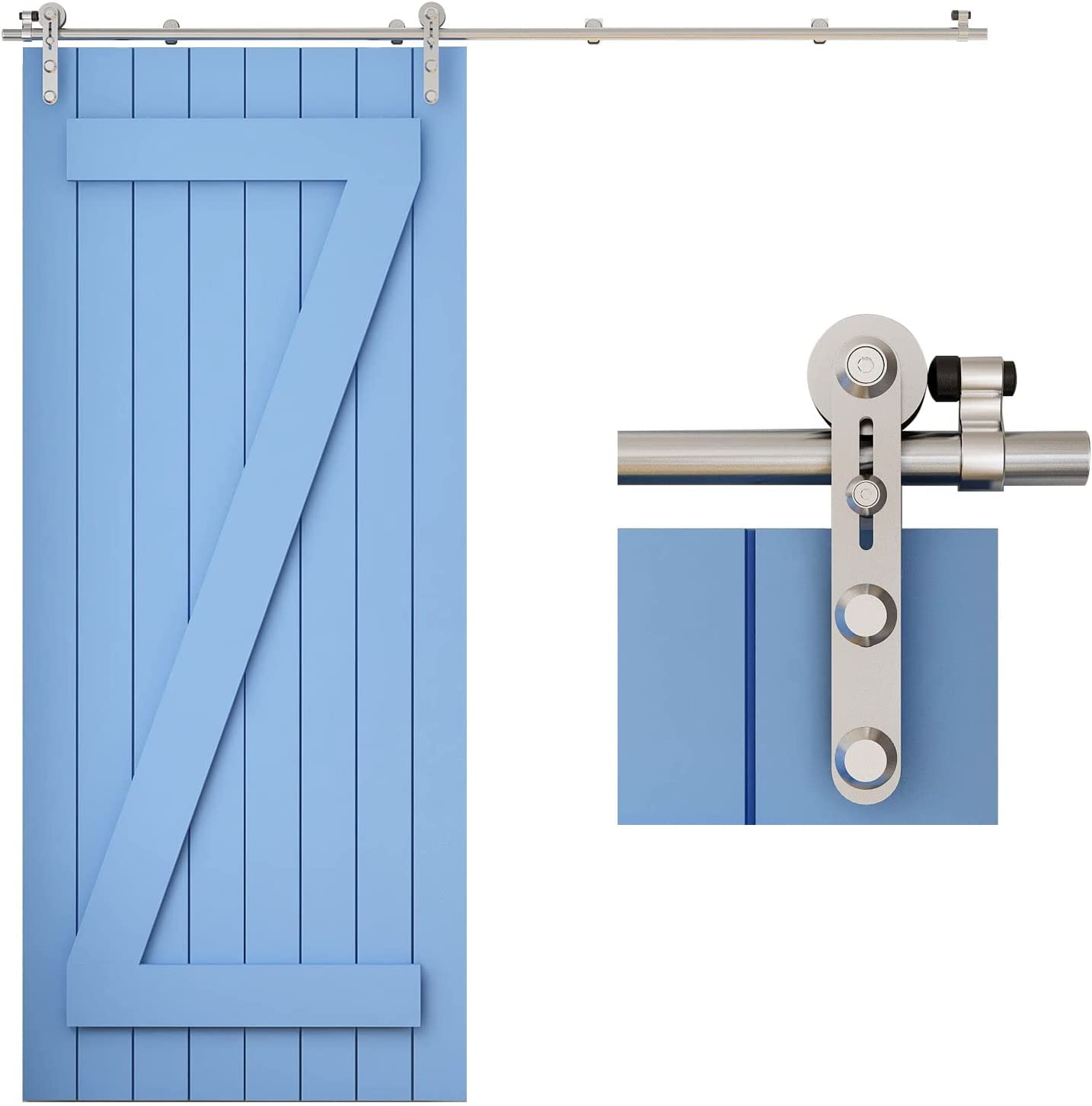 11FT Sliding Barn Door Hardware Kit, Stainless Steel Heavy Duty Sturdy ...