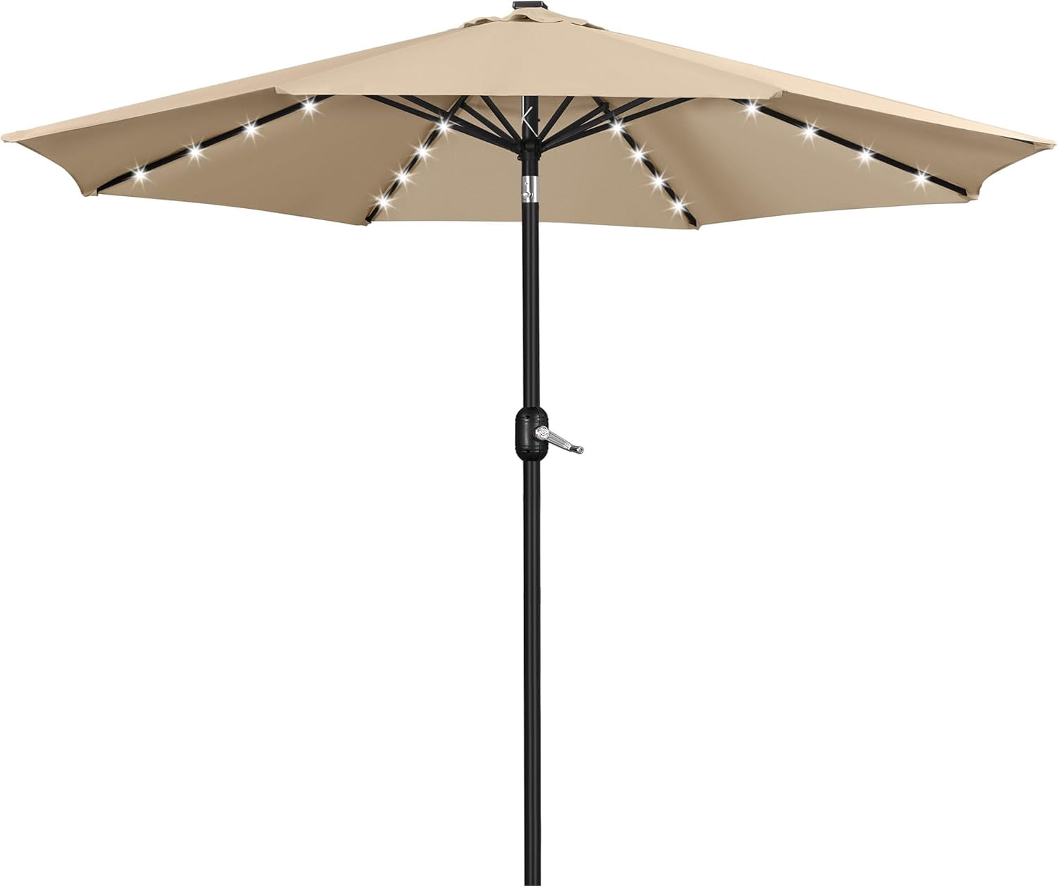 11FT Solar Umbrella Lighted Patio Umbrella w/Tilt & Crank Lift System ...
