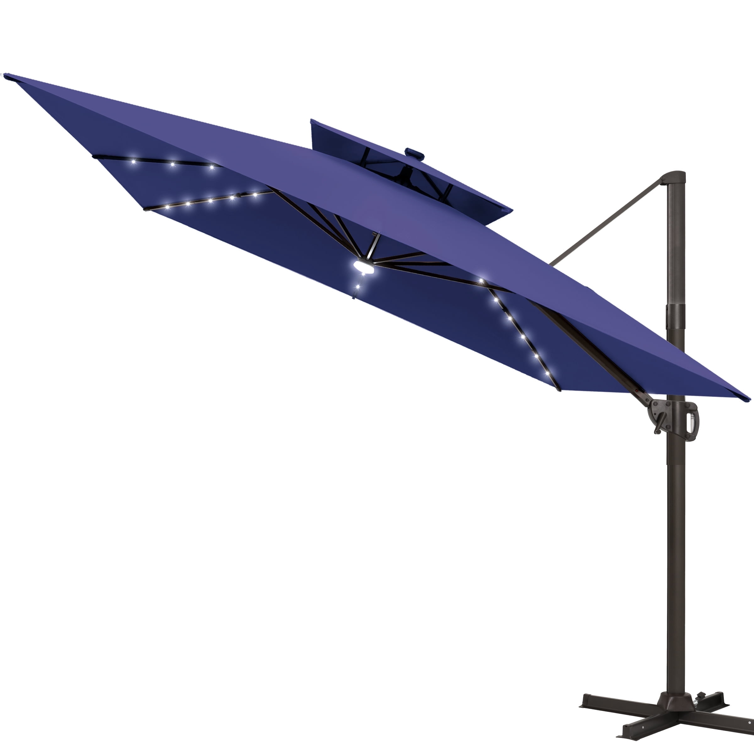 11FT Square Double Top Cantilever Umbrella Outdoor 360° Rotation 6 ...