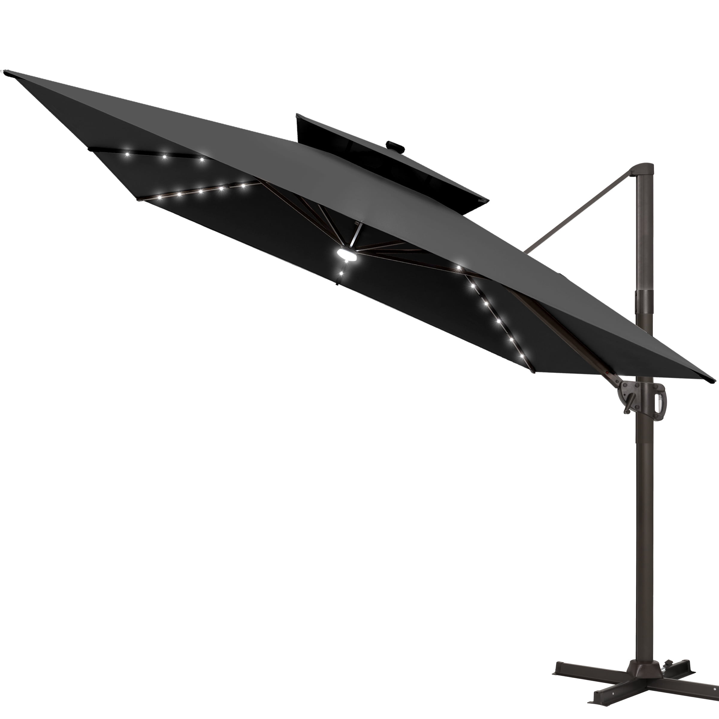 11FT Square Double Top Cantilever Umbrella Outdoor 360° Rotation 6 ...