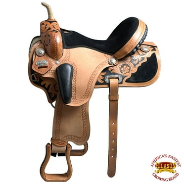 Hilason Western Horse Flex Tree Barrel Trail In American Leather Saddle ...