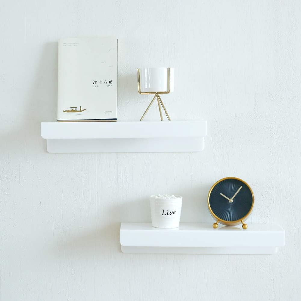 11Inch White Floating Wall Shelf, Modern Picture Display Ledge and Book ...