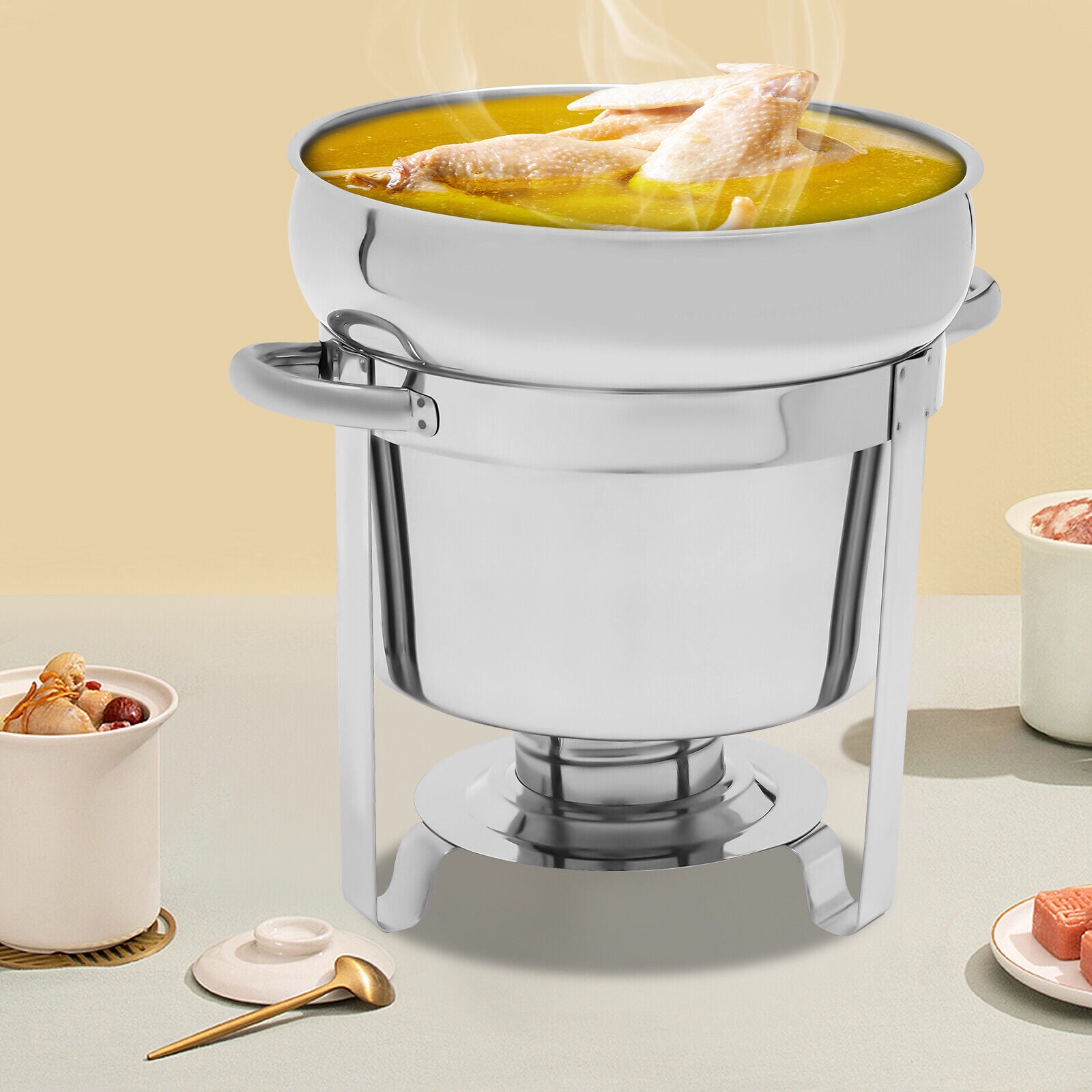11L Round Chafing Dish Food Warmer Pot Buffet Catering Soup Chafer Oven ...