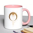 11Oz Ceramic Mug with Golden Abstract Circle And Line Art Design ...