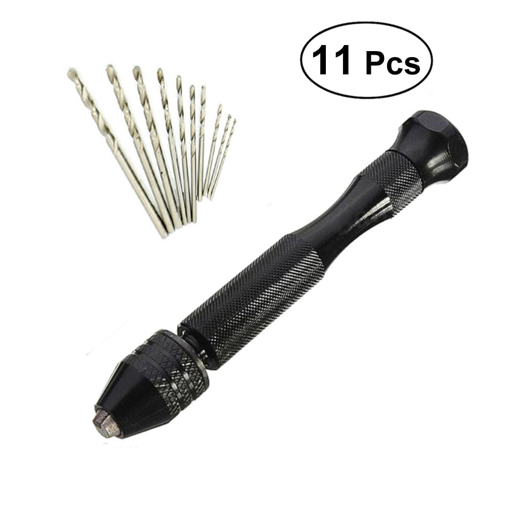 11PCS Aluminum Hand Drill Keyless Chuck with 10 Drills Rotary Tool - A ...