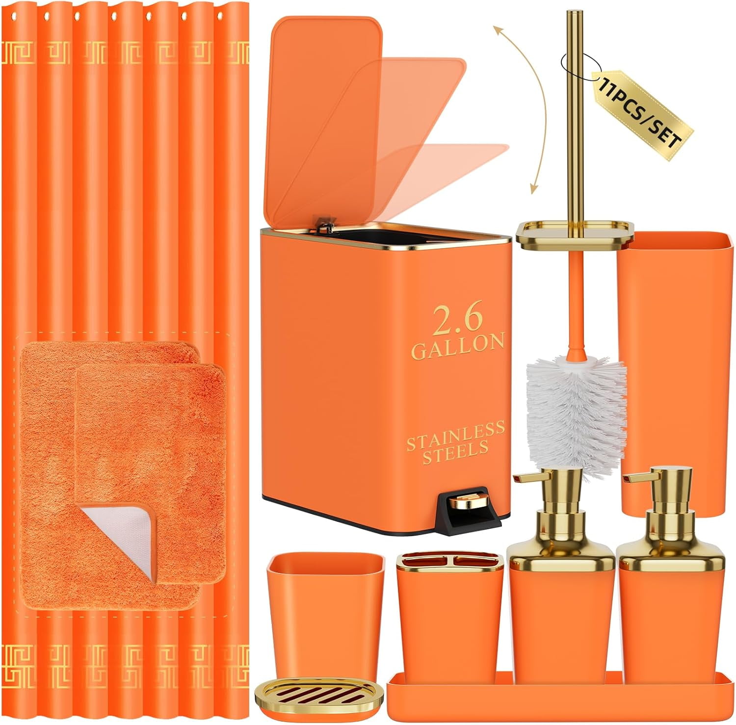 11PCS Bathroom Sets with Shower Curtain and Rugs Bathroom Accessories ...