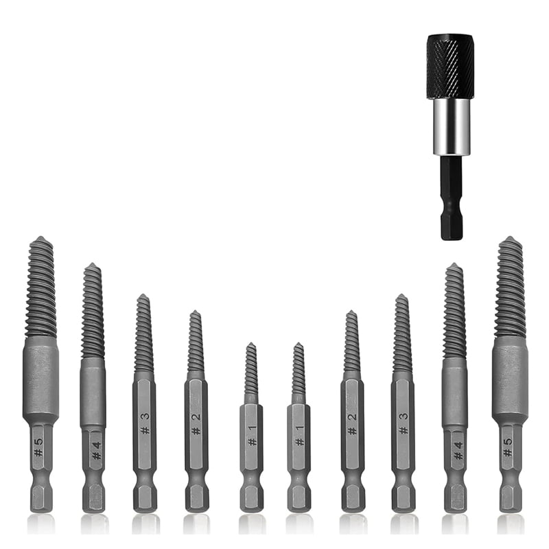 11PCS Damaged Screw Extractor Set,Screw Remover & Bit Set,5 Practical ...