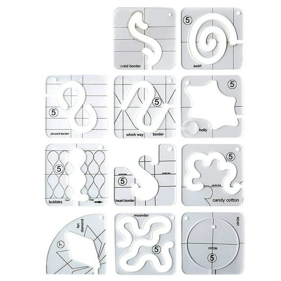 11PCS Free-Motion Quilting Template Set-Sewing Ruler & Clear Acrylic ...