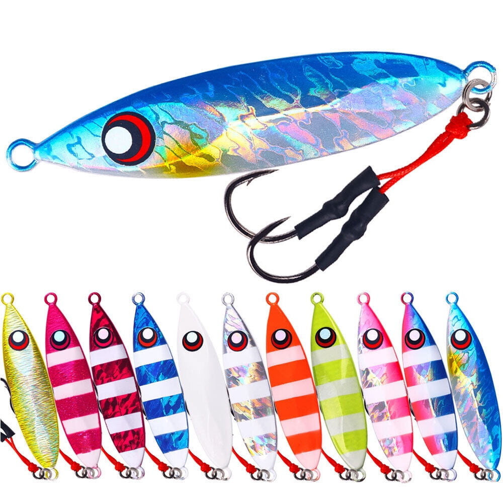 11PCS Glow Metal Lead Jigs Fishing Lures Jigging Bait Jig Tackle Hooks ...