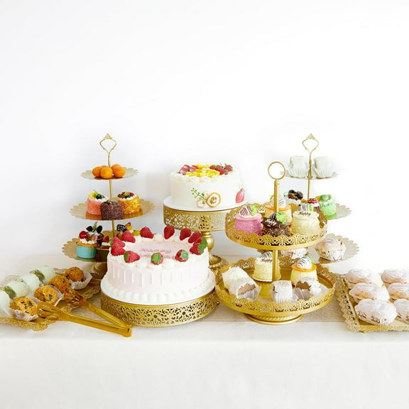 BalsaCircle 3 Tier Gold 6.5 ft Metal Arch Cupcake Dessert Display Stand ...